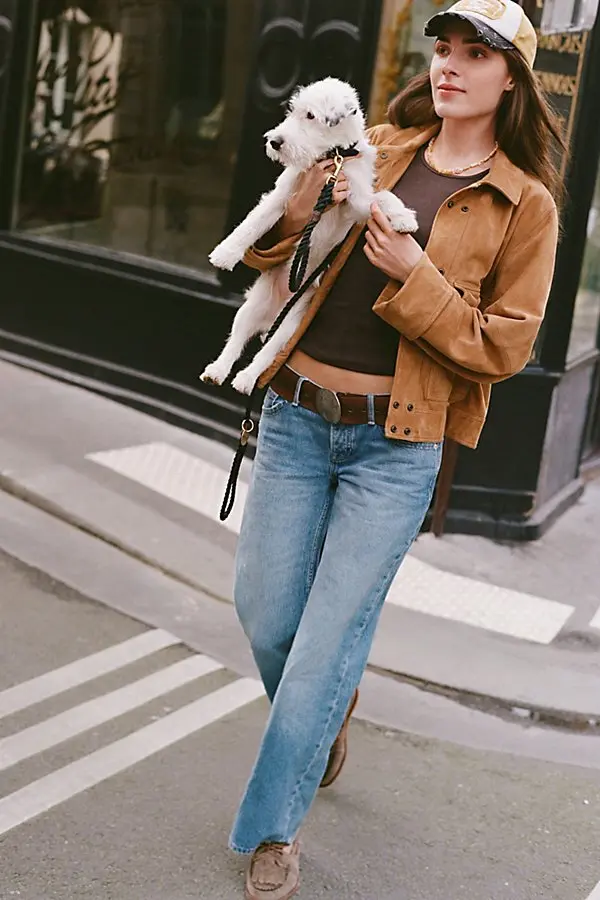Free People We The Free Suzy Suede Chore Jacket In Classic Camel